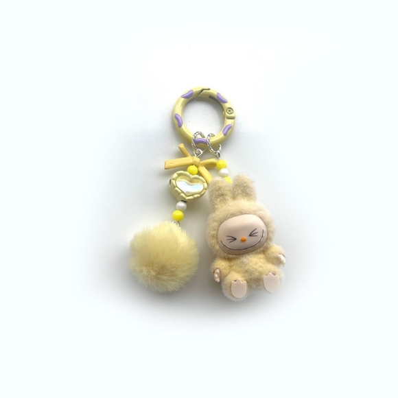 Bags | Nwt Mini Labubu Bag Charm Key Chain Yellow | Poshmark